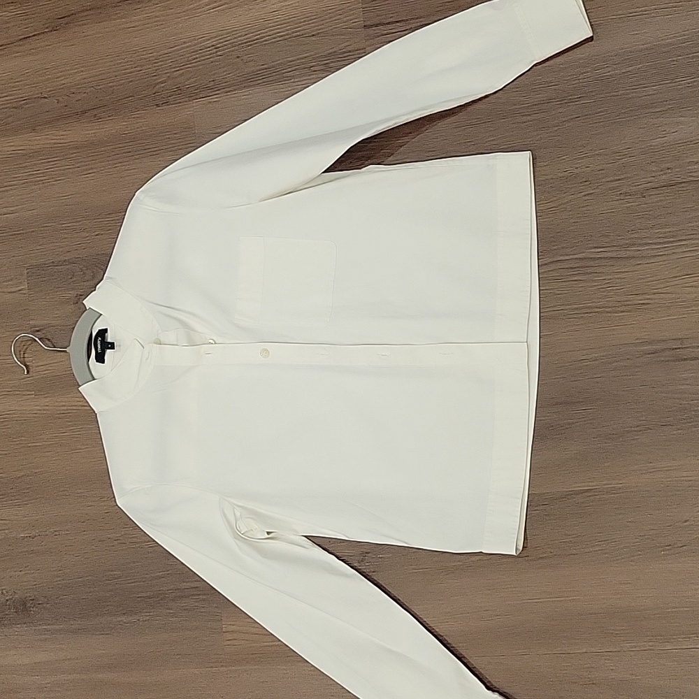 Theory White Button Up Shirt With Pocket Small - Gem